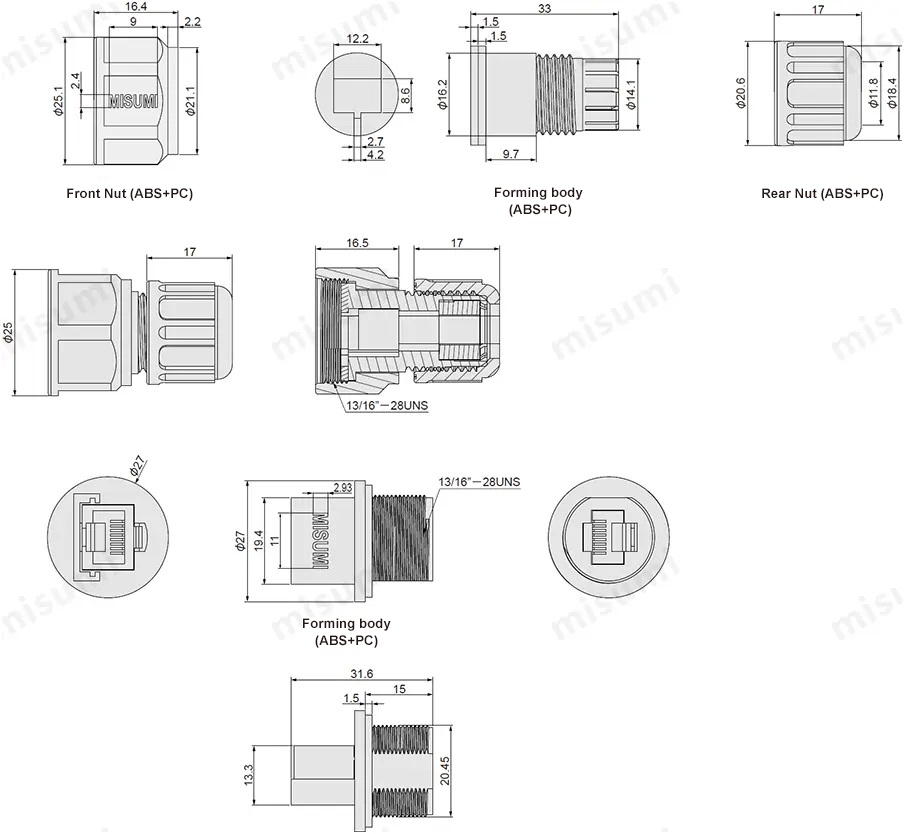 CAT5e/CAT6 Universal Network Adapters, IP65 Panel Mounting | MISUMI ...
